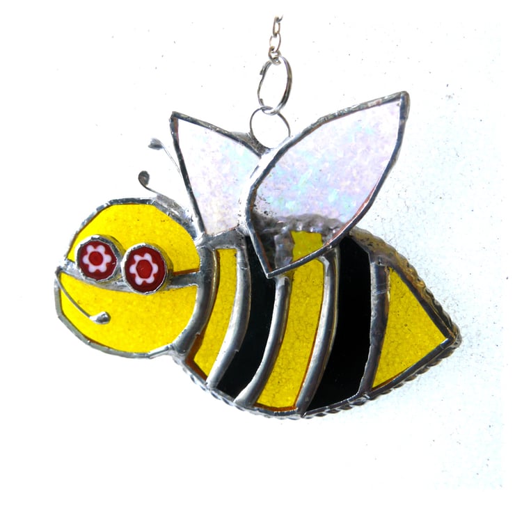 SOLD Bee Happy Suncatcher Stained Glass Bumble ... - Folksy