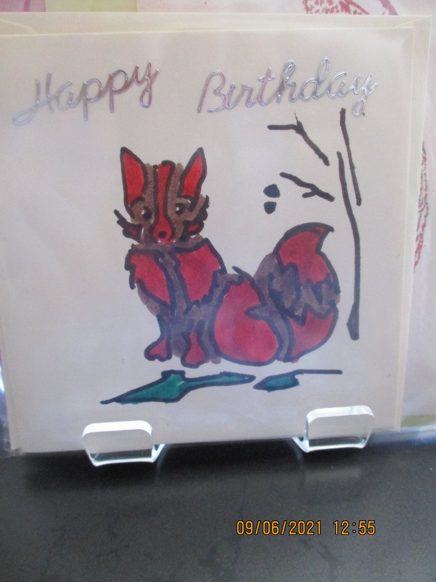 Happy Birthday Fox Card - Folksy