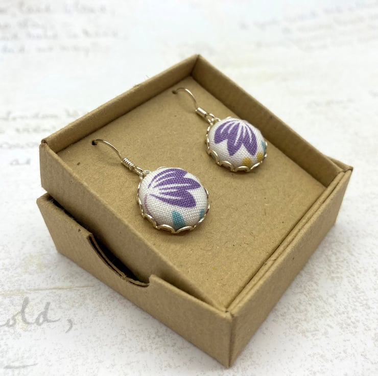 Lilac tulip spring flower fabric button dangle ... - Folksy