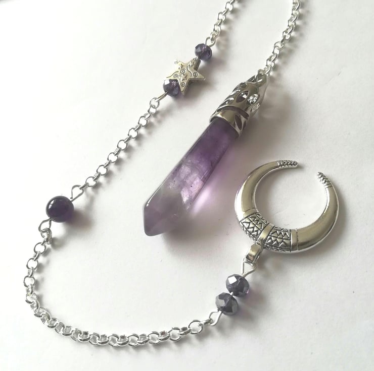 Amethyst crystal pendulum, witchcraft Dowsing T... - Folksy