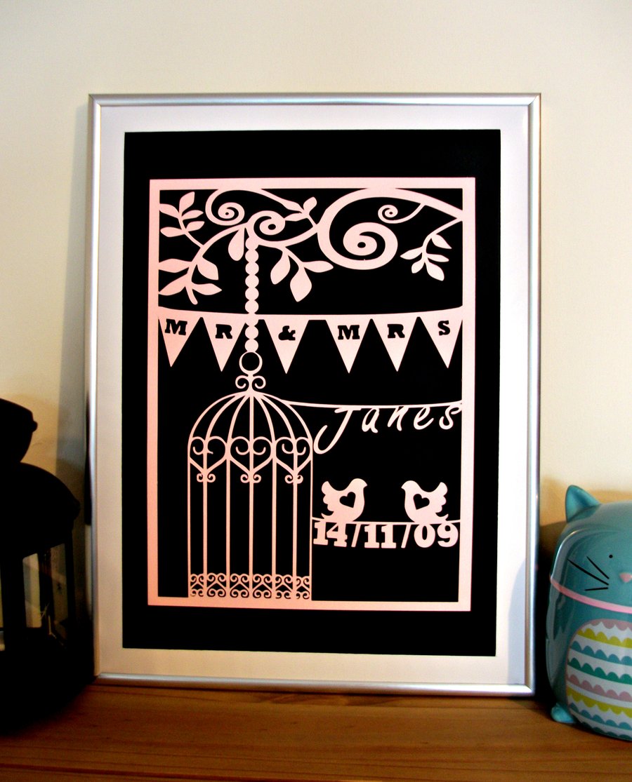 Personalised Wedding Papercut Paper Cut - Beaut... - Folksy