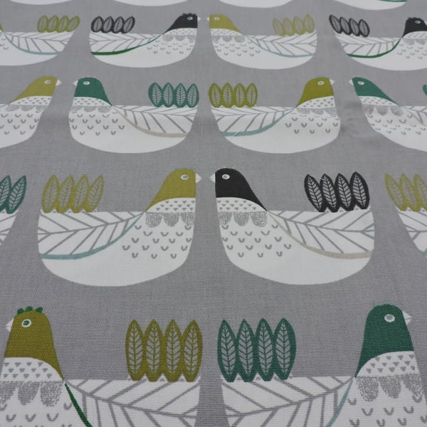 Scandi Birds Fabric Piece Sage Teal Grey - Folksy