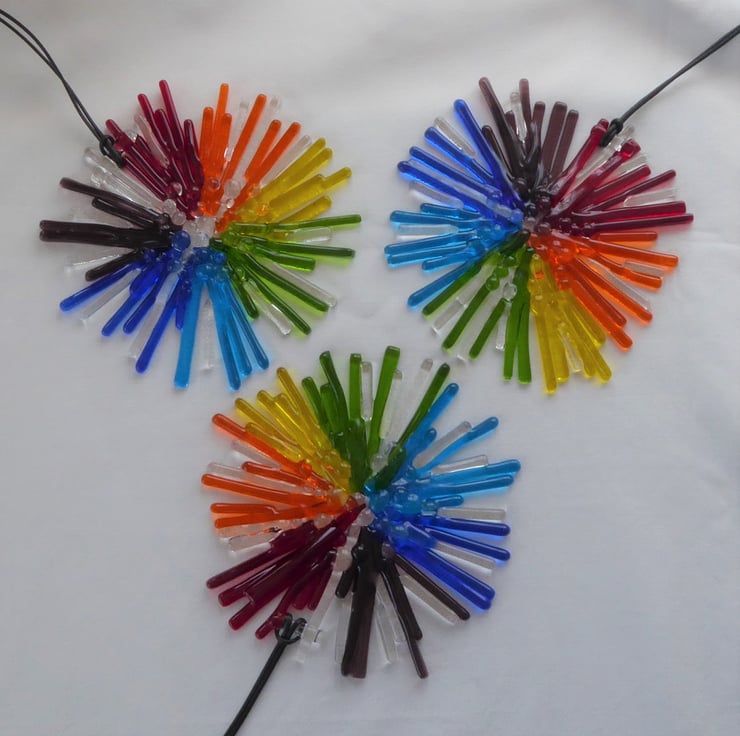 Rainbow glass circular decoration - Folksy