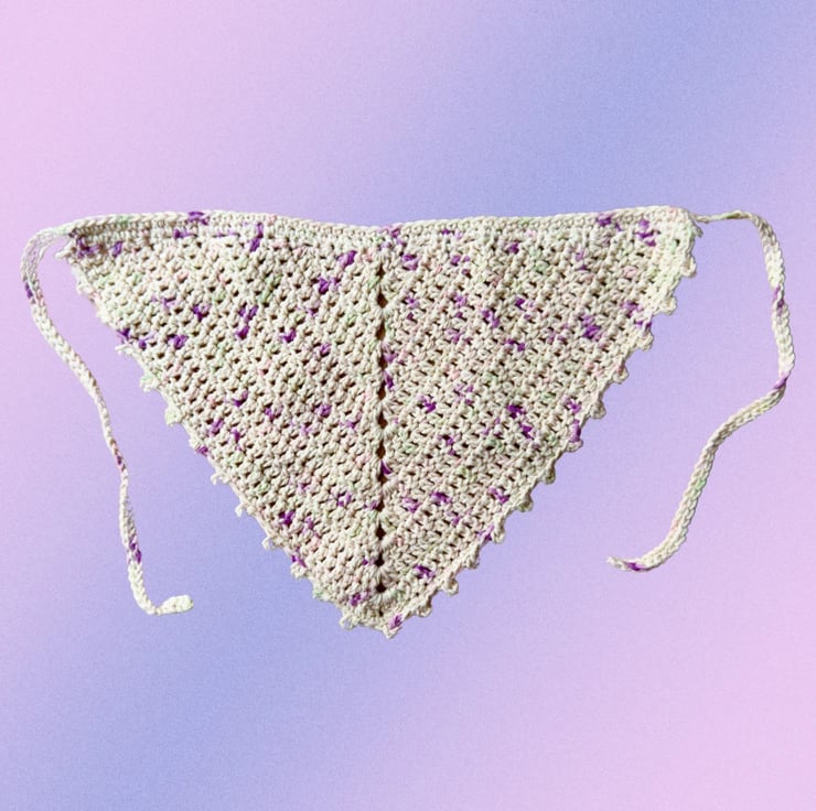 Handmade Crochet Cotton Bandana – Cream Pink an... - Folksy