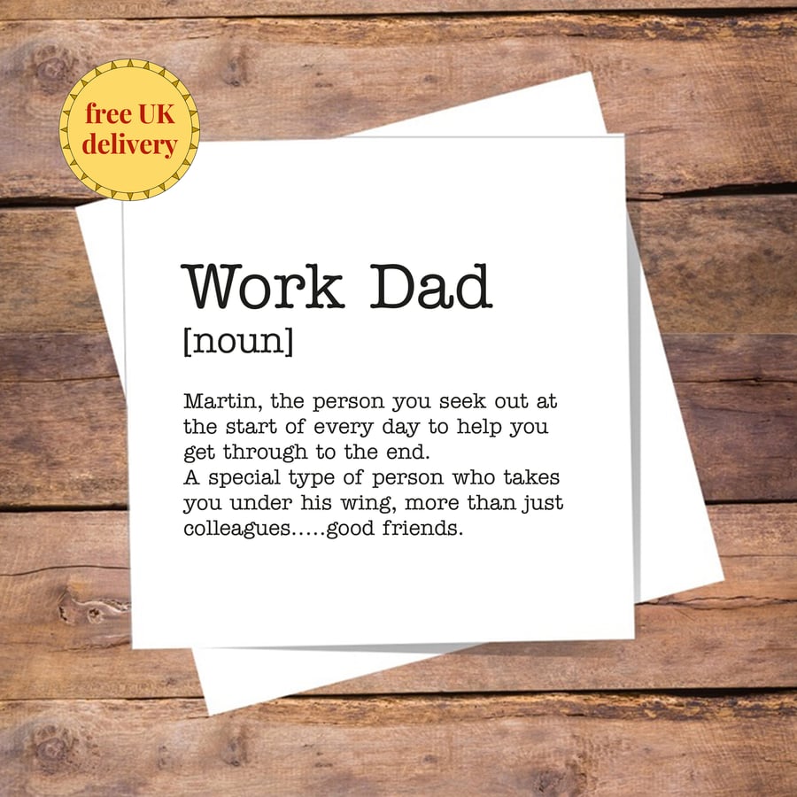 Work Dad Definition Card - Birthday, Thank you,... - Folksy