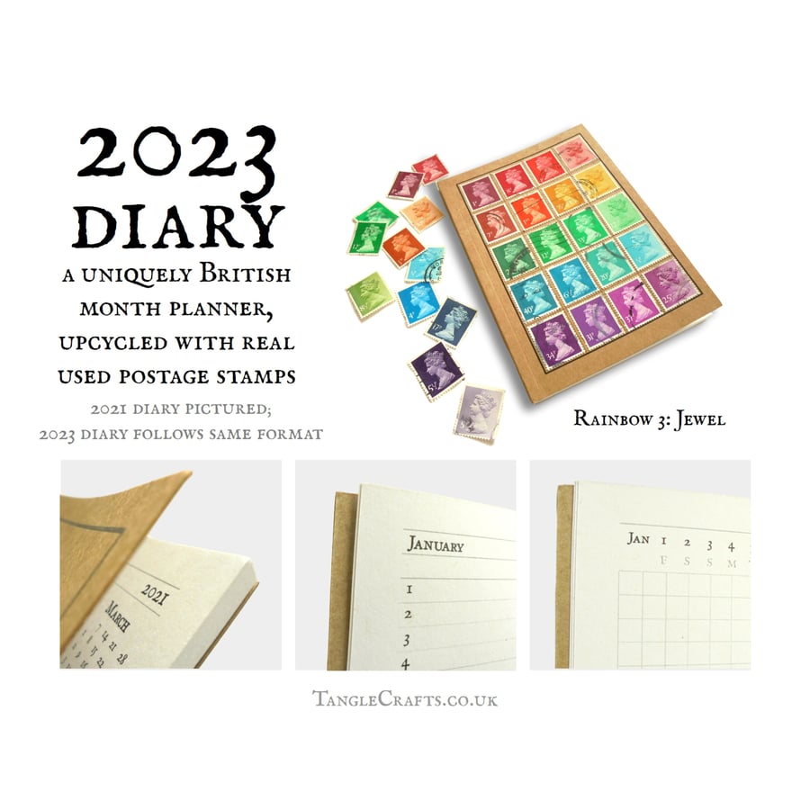 2023 Diary, Rainbow of British Stamps - A6, kra... - Folksy