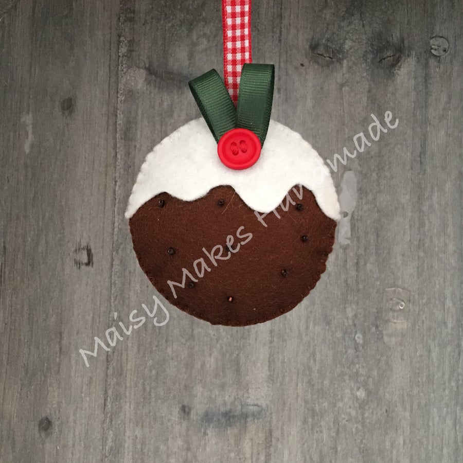 Christmas Pudding 100% Wool Felt Hanging Decora... - Folksy