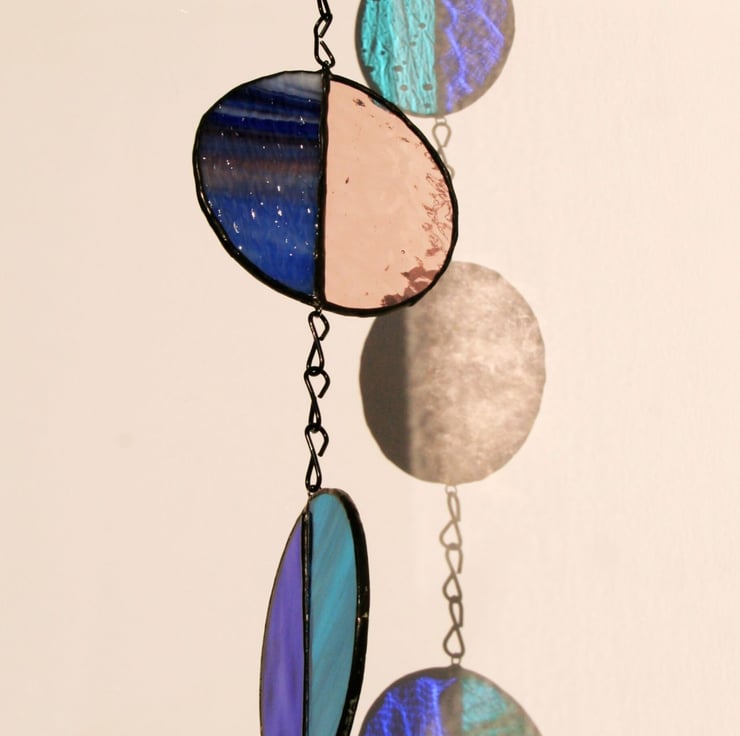 Stained Glass string of hanging semicircles dec... - Folksy