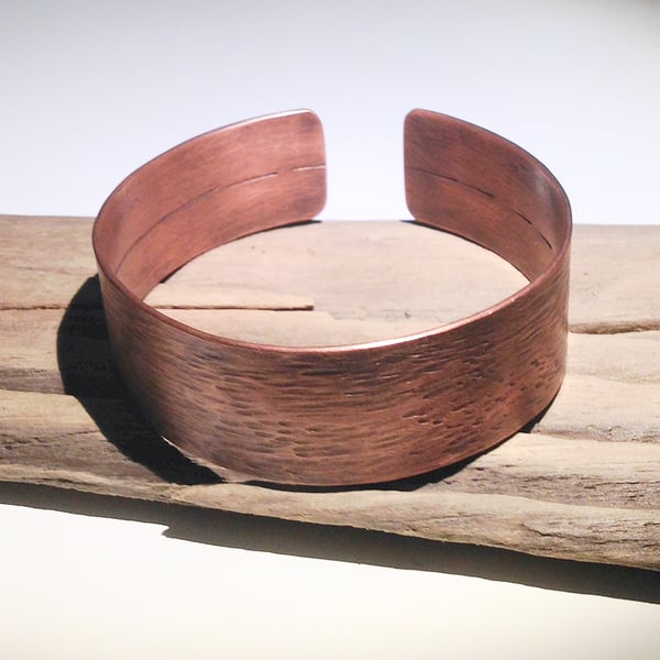 Hammered Copper Cuff Bangle - UK Free Post - Folksy