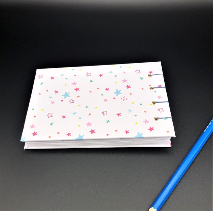 Oh My Stars! A6 landscape coptic stitch notebook - Folksy