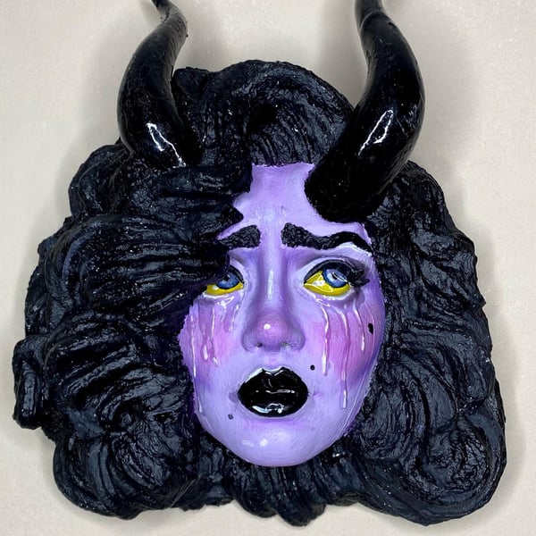 Lilith 25cm cute devil pop art surrealism portr... - Folksy