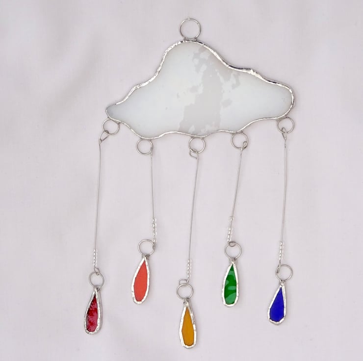 Stained Glass Rain Cloud Multi - Handmade Hangi... - Folksy