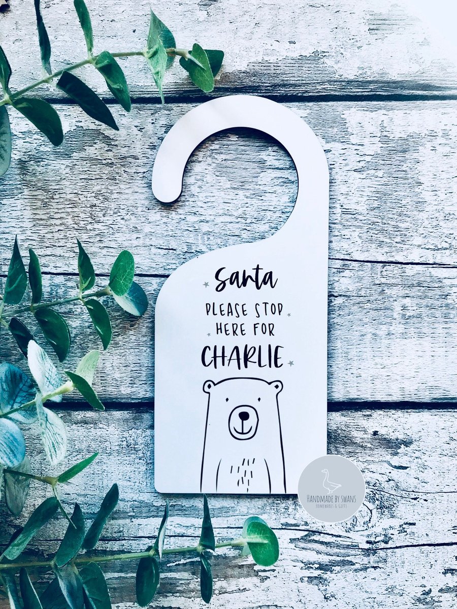 Personalised santa stop here door hanger, santa... - Folksy