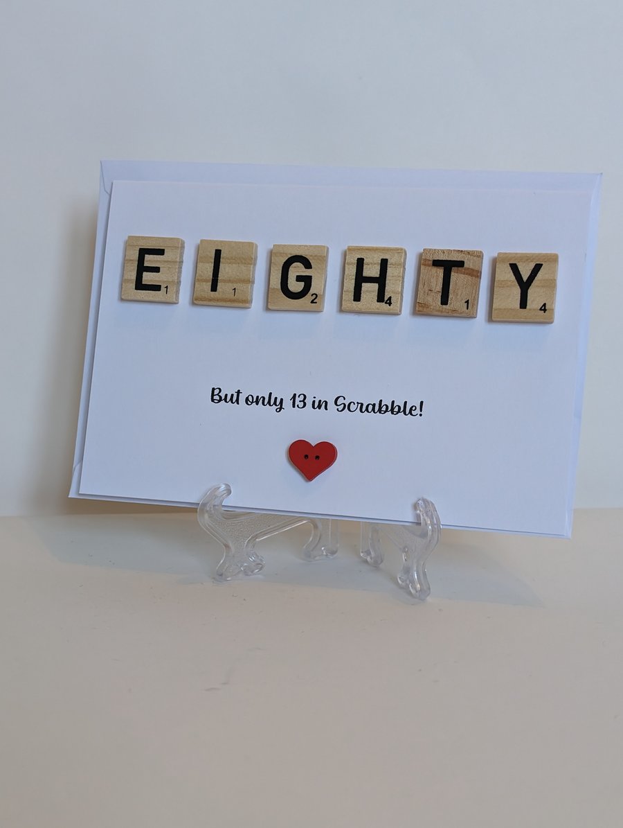 80th Birthday scrabble greetings card - Folksy