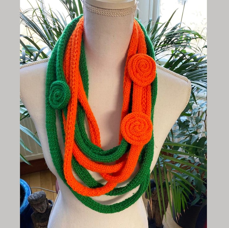 Crochet vibrant green and red color shawl green... - Folksy