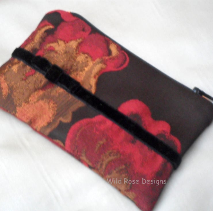 Purse in red and black Brocade - Sale item! - Folksy