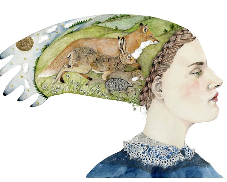 Woodland Animal Head Dress A4 Giclee Print - Folksy