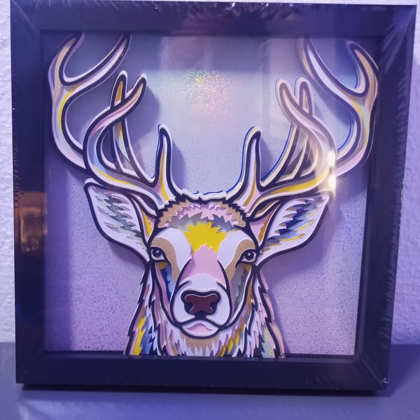 Wall Art, Stag Multilayered Shadow Box, wall de... - Folksy