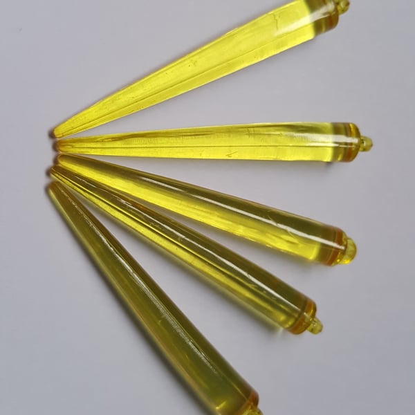 15 x Acrylic Spike Pendant Drops - 52mm - Yellow - Folksy