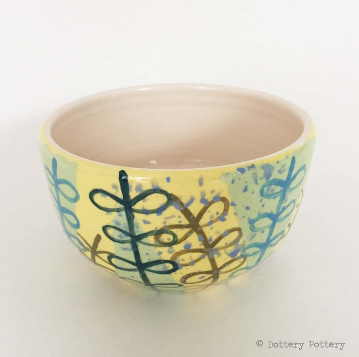 Handthrown ceramic pot bold leaf design pottery... - Folksy