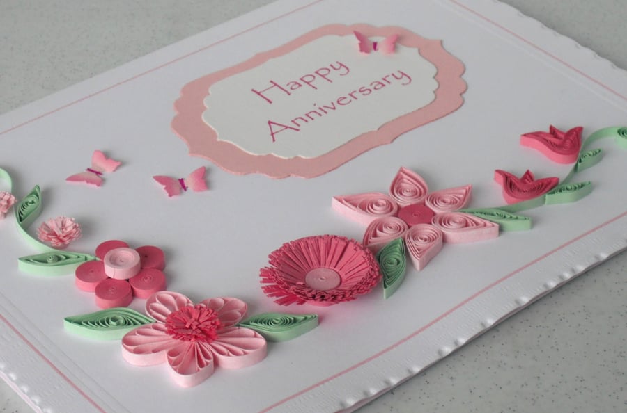 Anniversary card quilling, paper quilled - Folksy