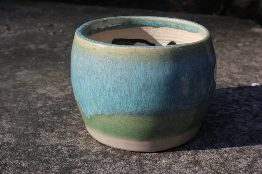 Enchanted forest, Ocean Blue, Ceramic pot 1028 - Folksy