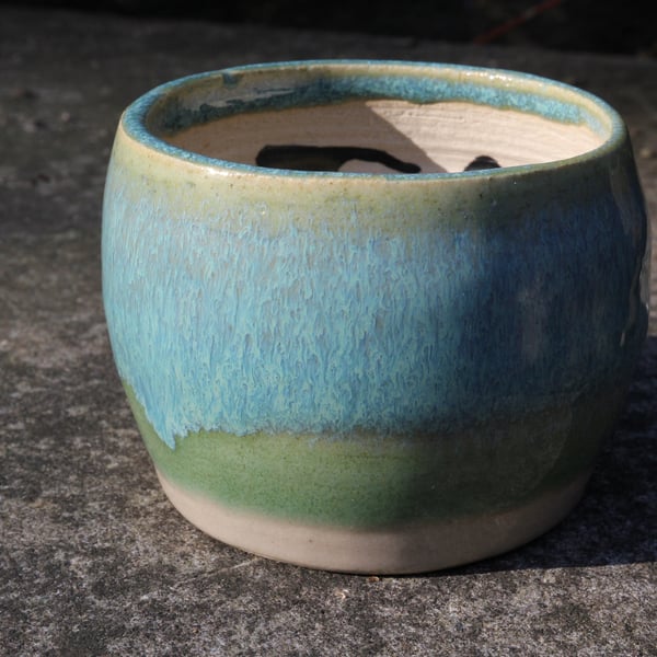 Enchanted forest, Ocean Blue, Ceramic pot 1028 - Folksy