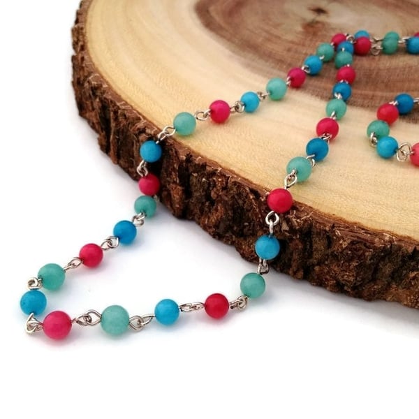 SALE - Colourful Quartzite Necklace - Folksy