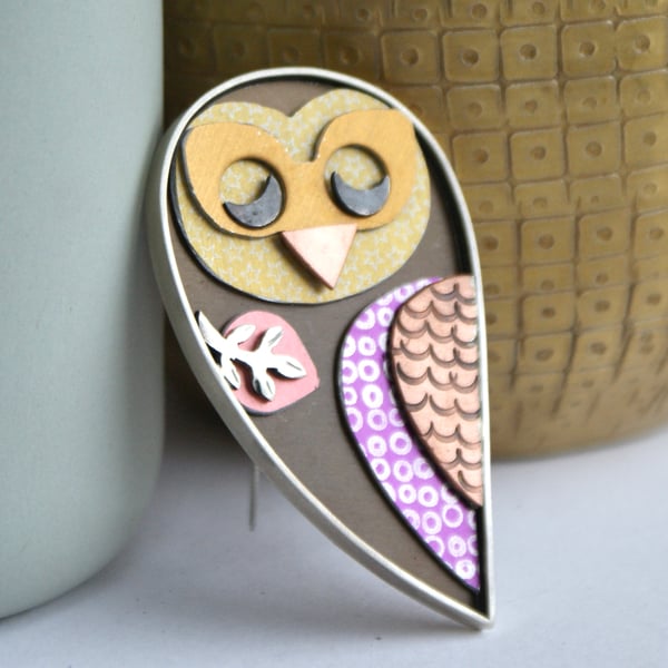 Twit Twoo Owl Brooch Folksy
