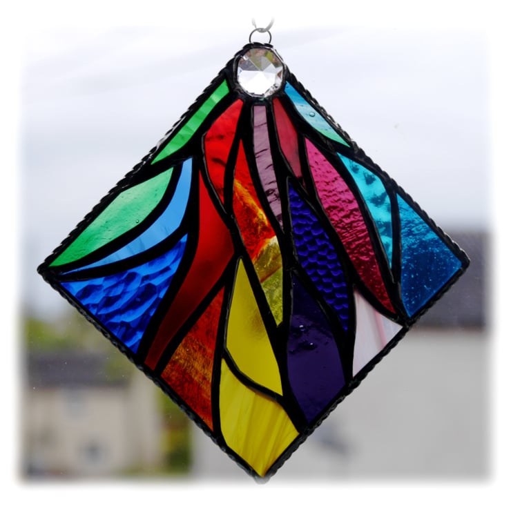 Ribbons Stained Glass Suncatcher Handmade Rainbow - Folksy