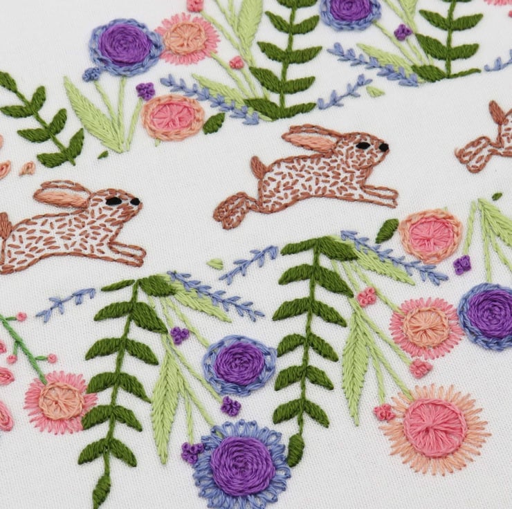 Spring Rabbits Hand Embroidery PDF Pattern - Folksy