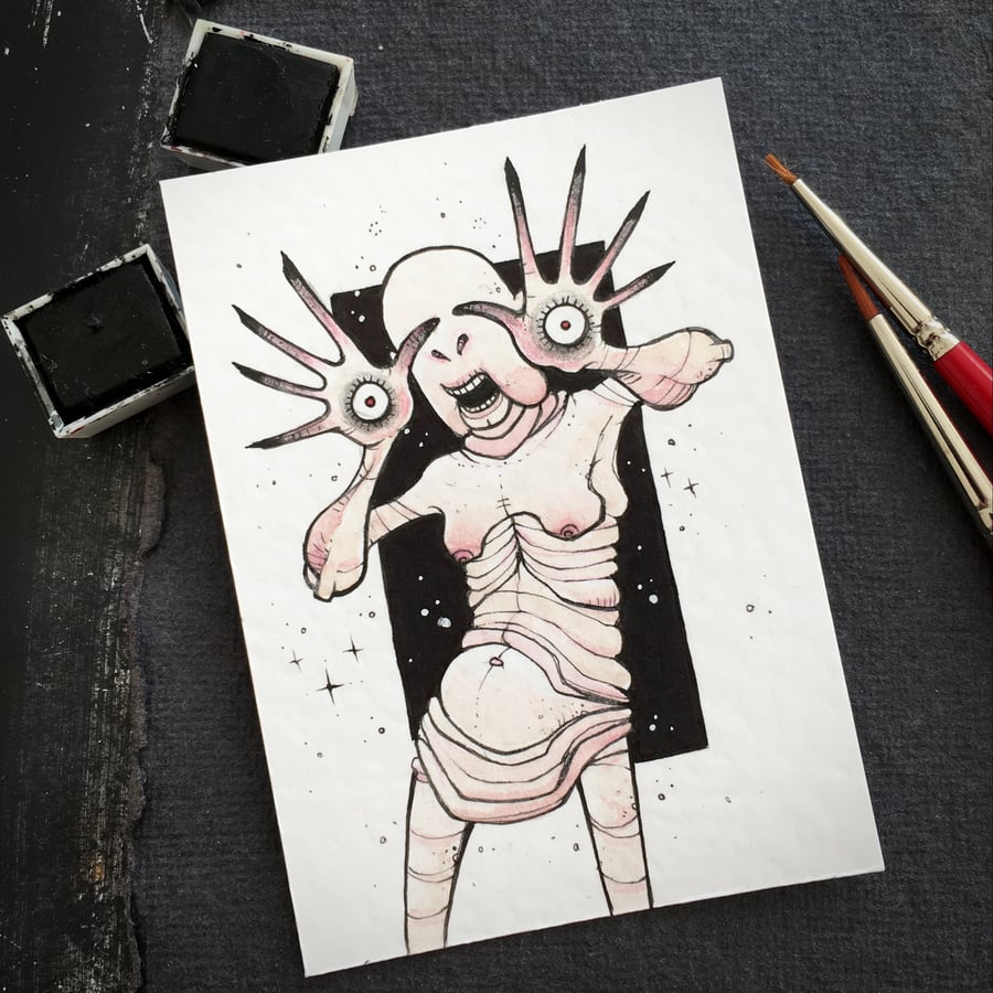 inktober - pale man - original aceo - Folksy