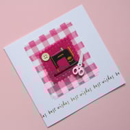 Sewing Machine Card - Folksy