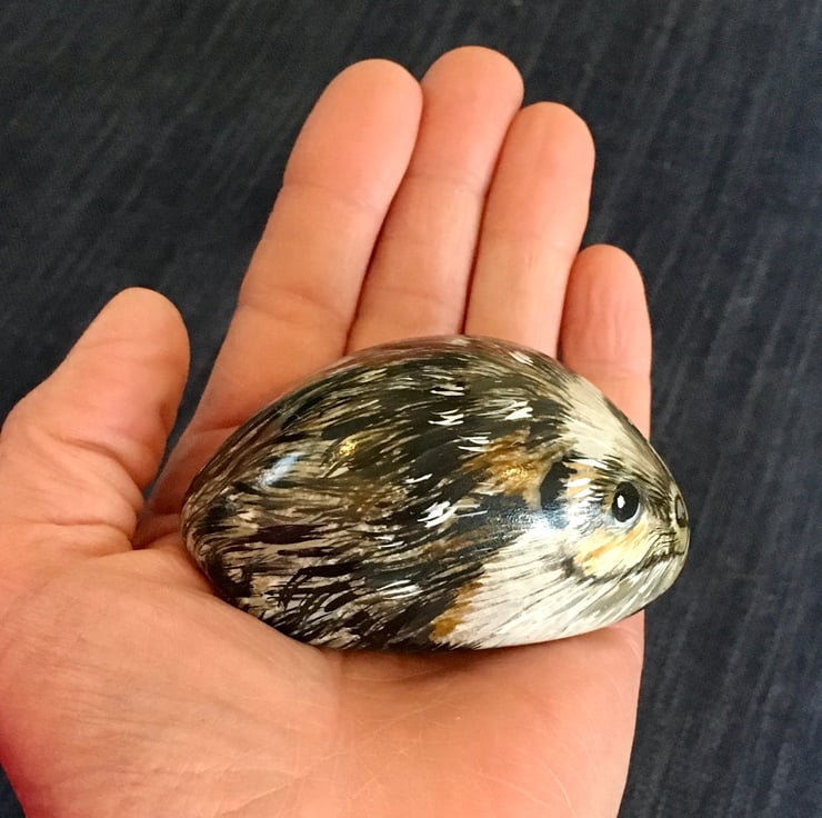 Hedgehog hand painted pebble garden rock art st... - Folksy