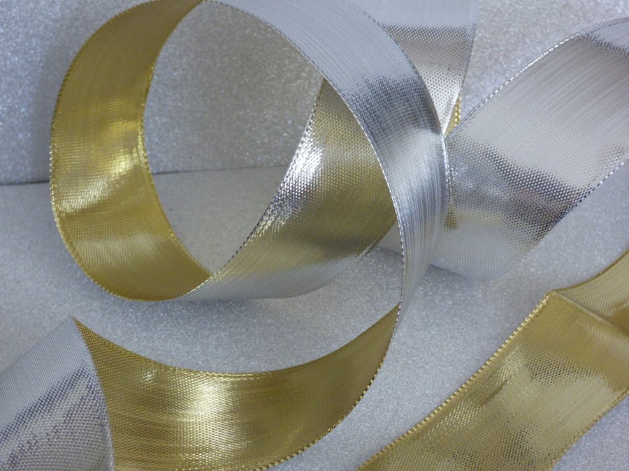 1 Metre Wire Edged Christmas Ribbon 38mm Double... - Folksy