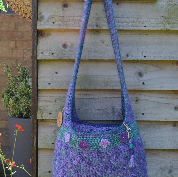 Charming Lavender Bag With Flowers - Folksy