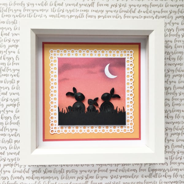 Quilled rabbits box frame - wall art - personal... - Folksy