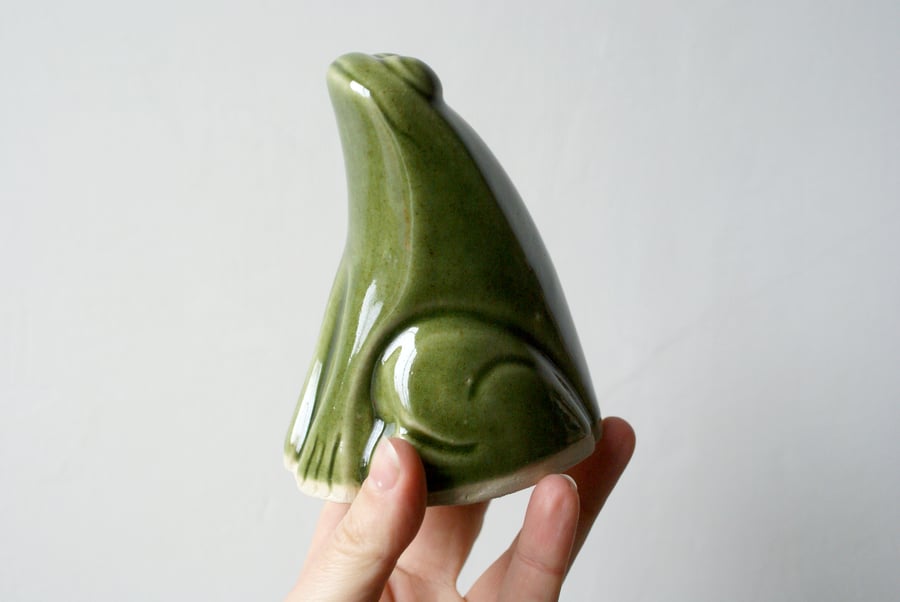 Handmade ceramic frog sculpture, glossy green f... - Folksy