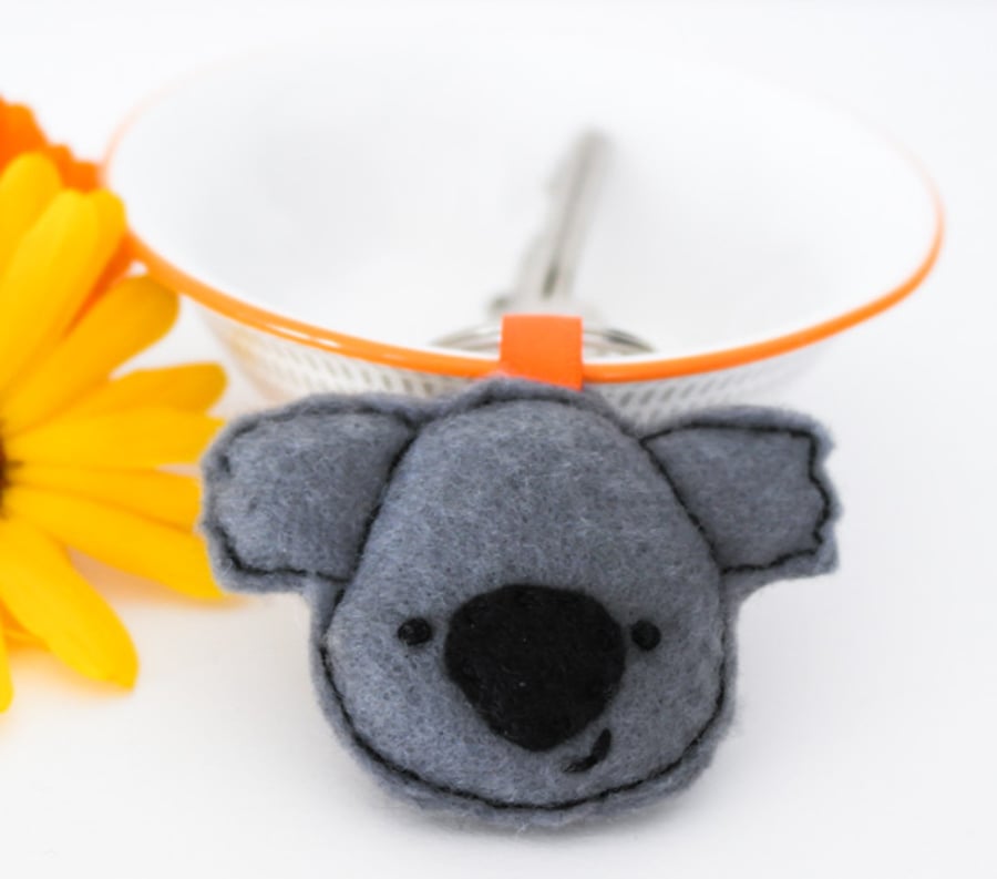 Koala keyring-Handmade felt koala keyring-Kawai... - Folksy
