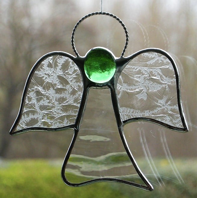 Stained glass suncatcher (Angel) abstract in tw... - Folksy