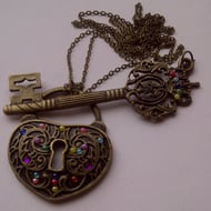 Key and Lock Pendant On A Fashionable Long Line... - Folksy