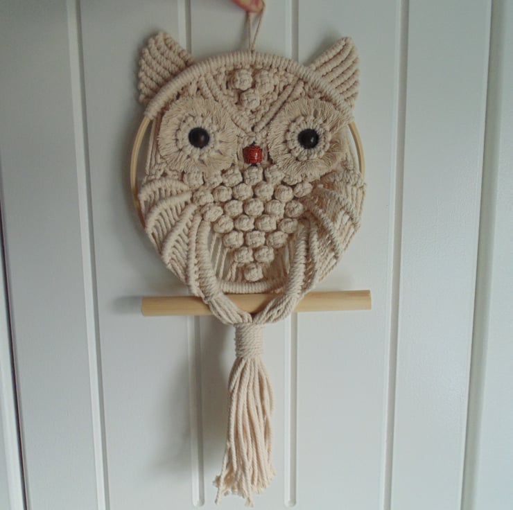 Large Macrame owl wall hanging - Folksy