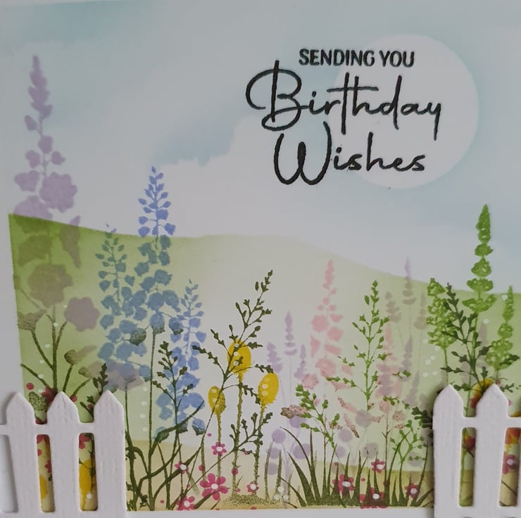 Spring flowers scene female birthday card - Folksy