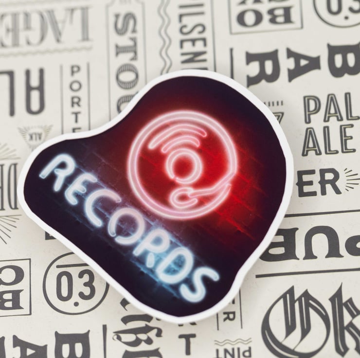 Neon Records Sign Stickers - Folksy