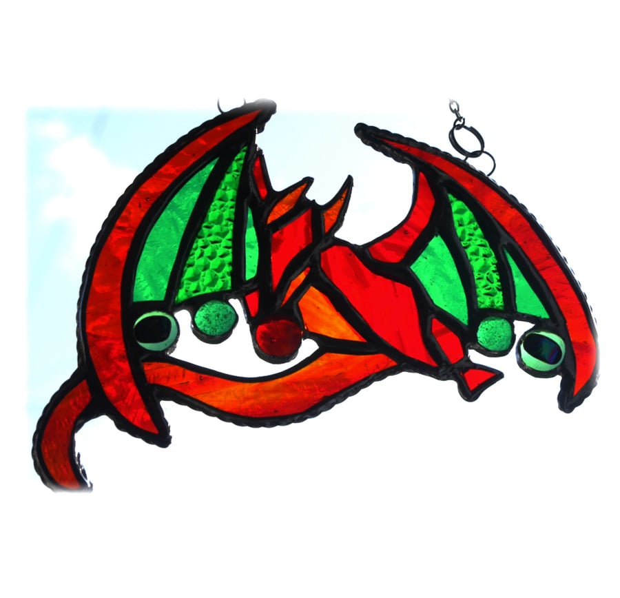 Sold Fire Dragon Suncatcher Stained Glass Mythical - Folksy