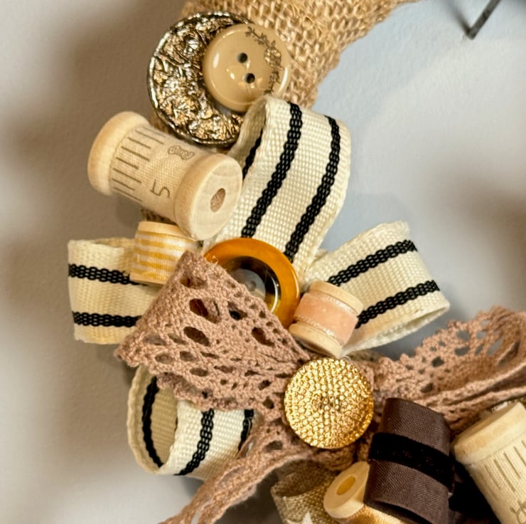 Bobbins, Bows and Buttons Wreath - Folksy