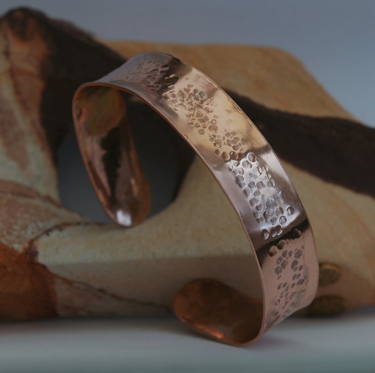 Wide Hammered Copper Cuff Bangle, Anticlastic,... - Folksy