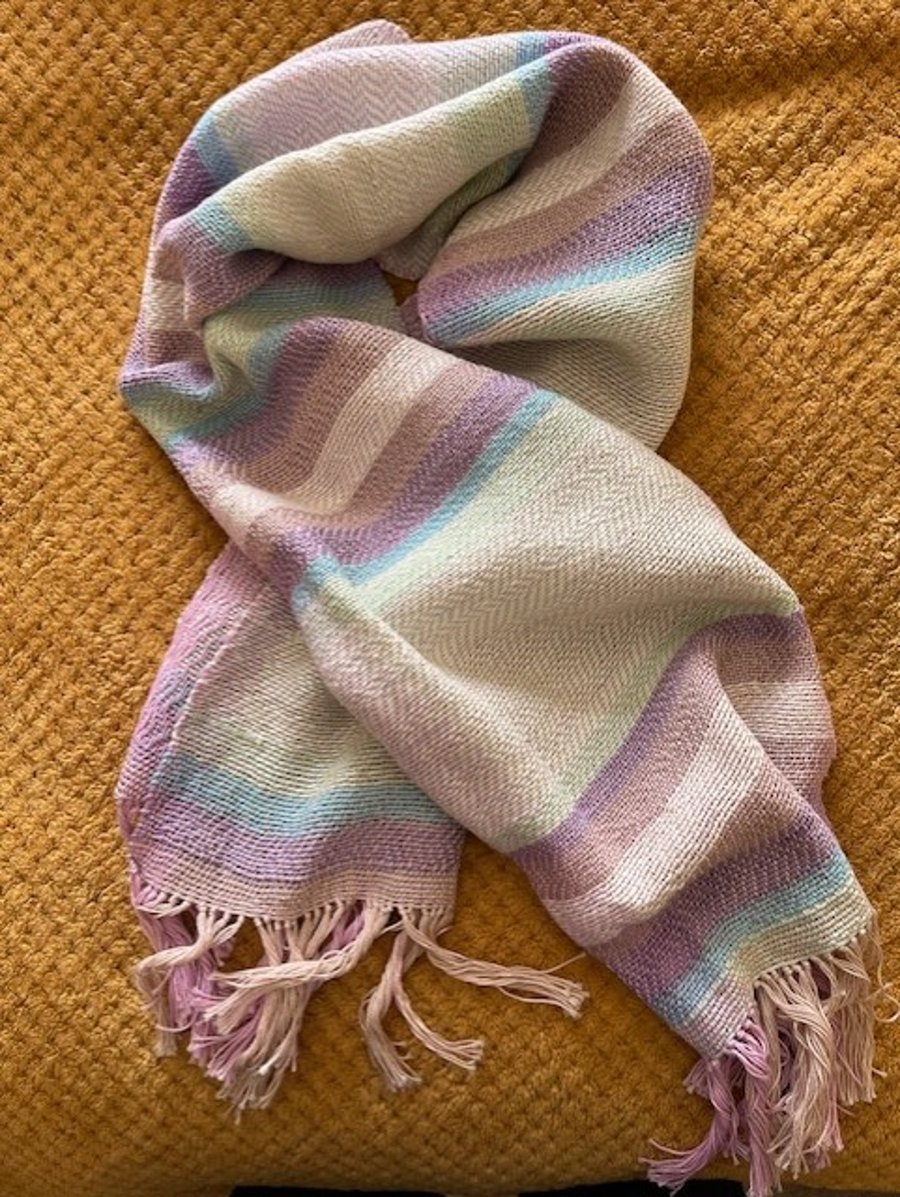 Hand woven cotton scarf - Folksy