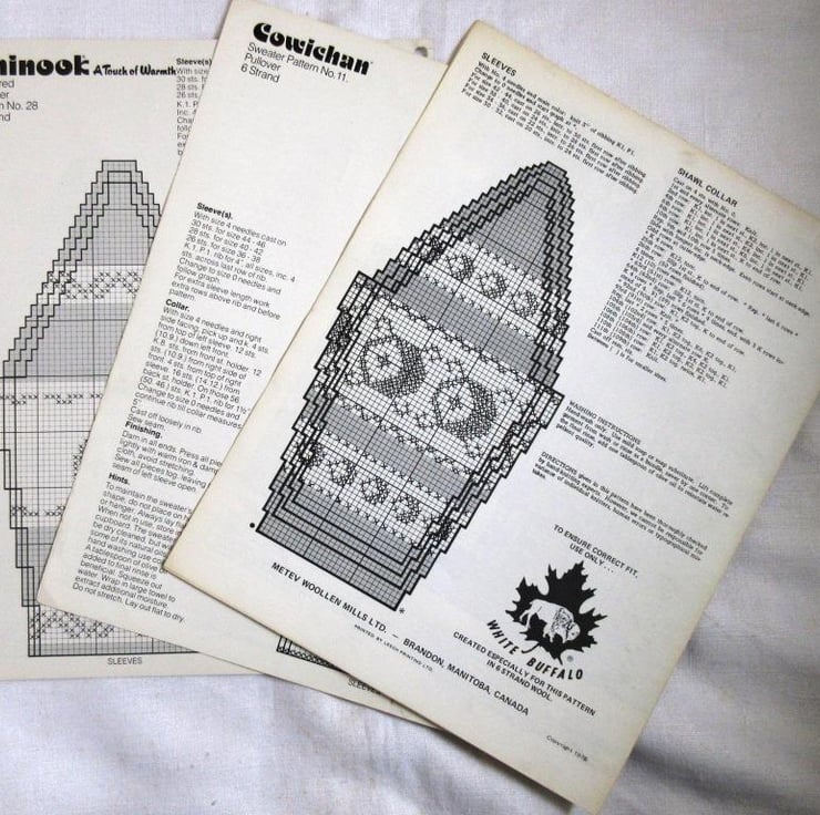 Three vintage Canadian knitting patterns for sw... - Folksy