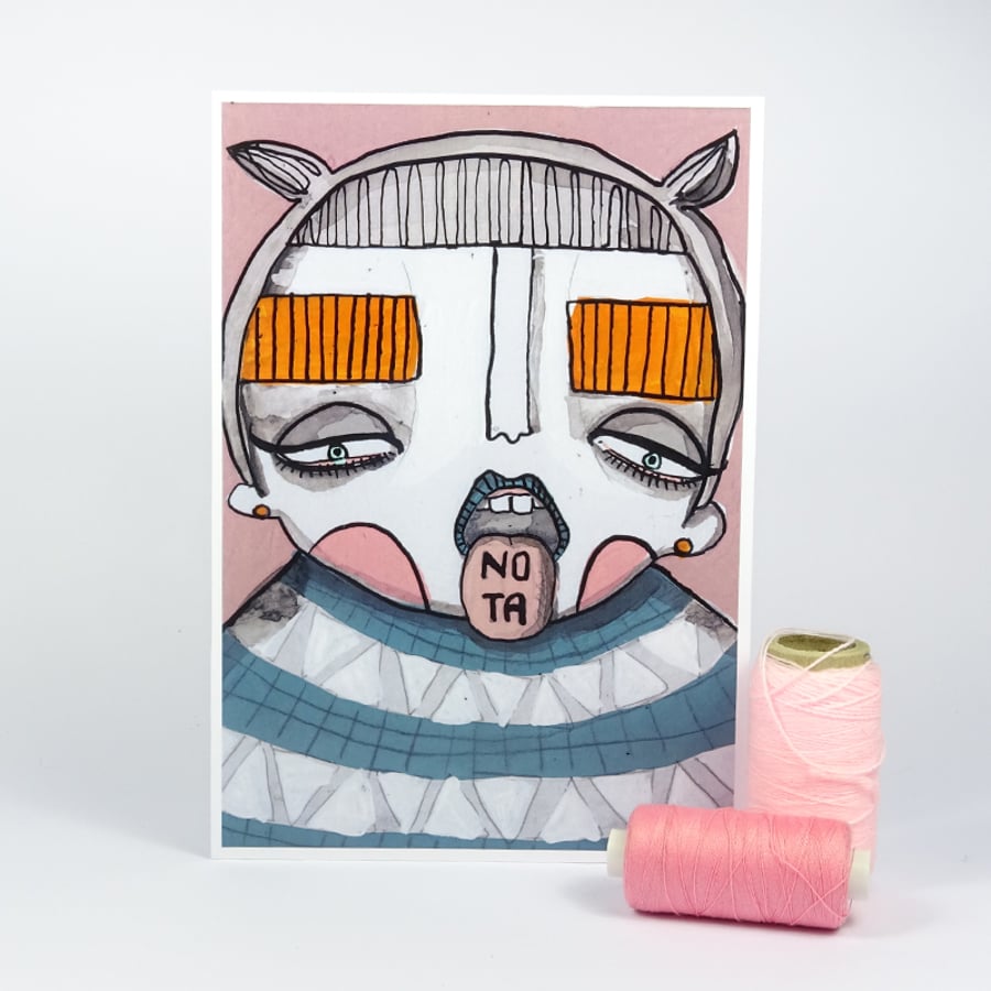 'NO TA' Punky girl Poster Print - Folksy